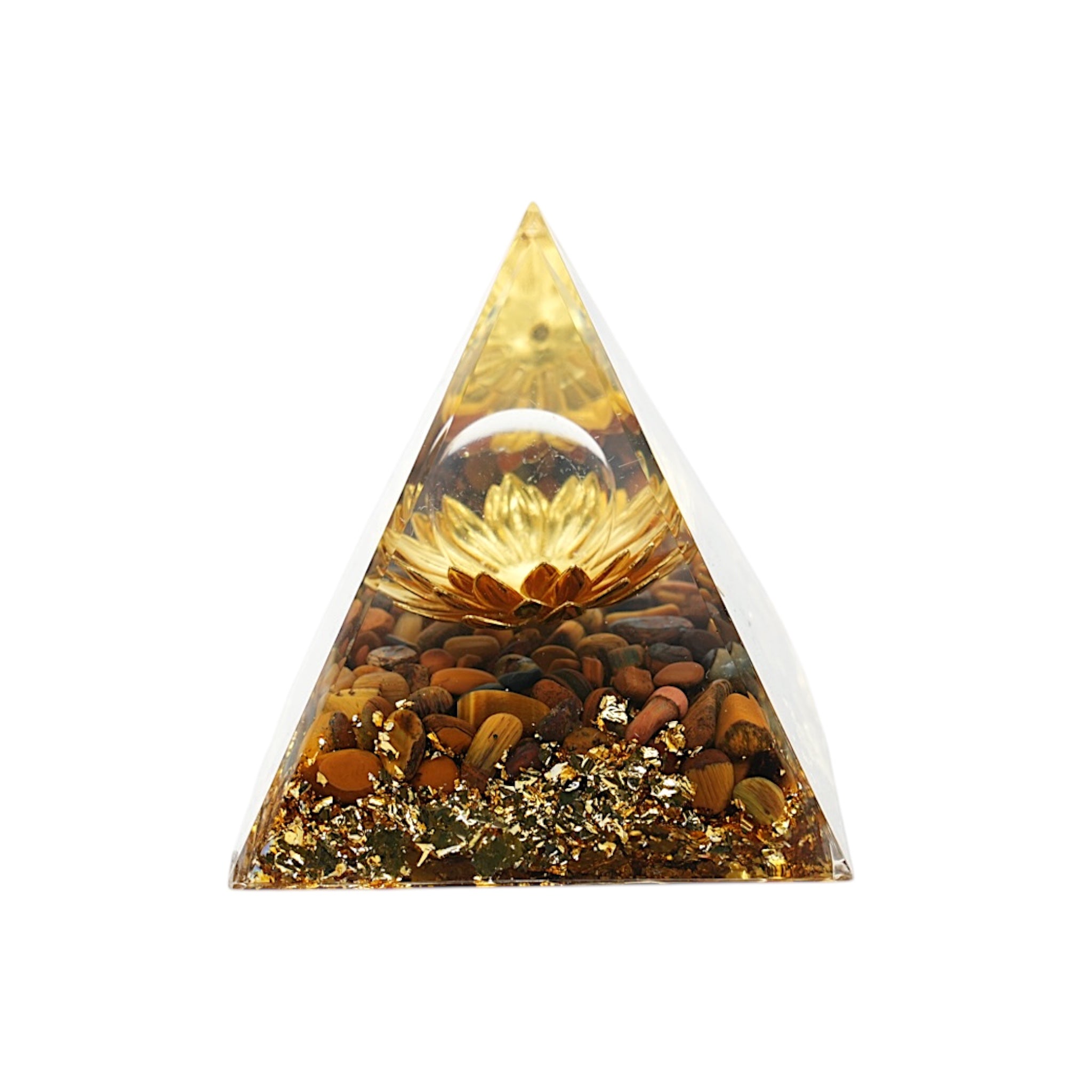 Pyramide Orgonite Lotus Oeil de tigre spécial protection 5x5 cm ...